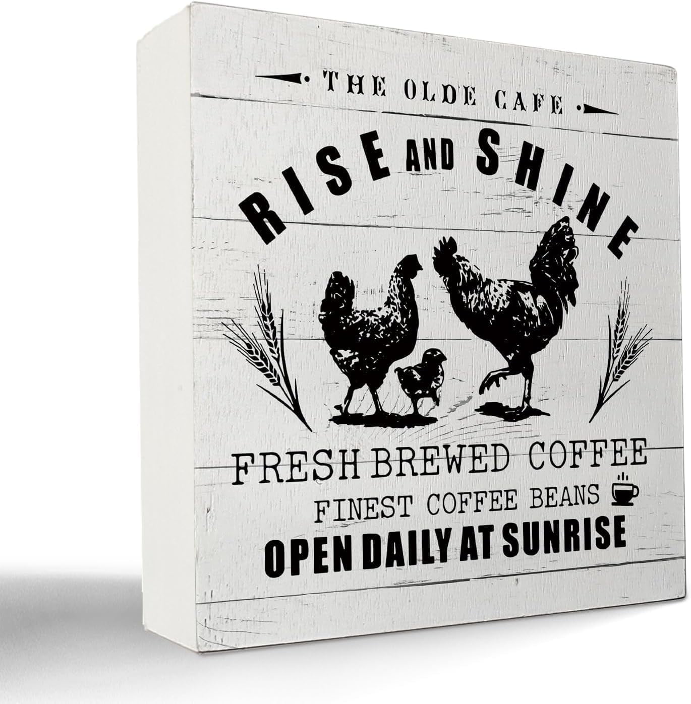 Wooden Box 5x5 Inch Rise And Shine Coffee Wood Box Sign,Coffee Sign ...