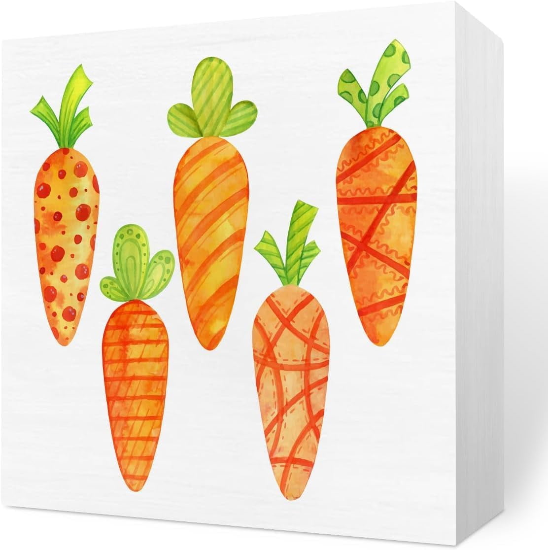 Wooden Box 5x5 Inch Rustic Farmhouse Easter Carrot Decorations ...