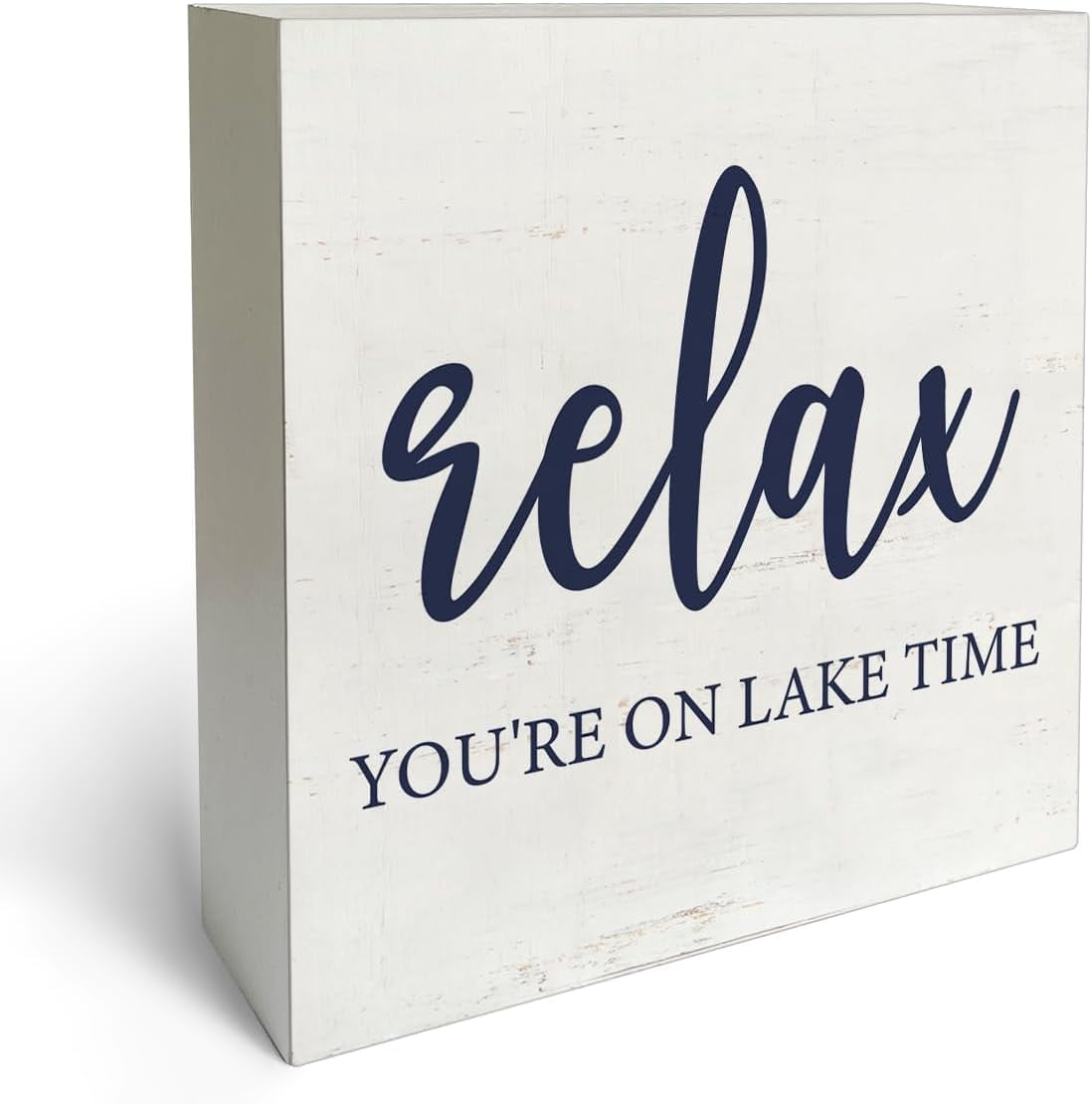 Wooden Box 5x5 Inch Rustic Farmhouse Style Relax You're On Lake Time ...