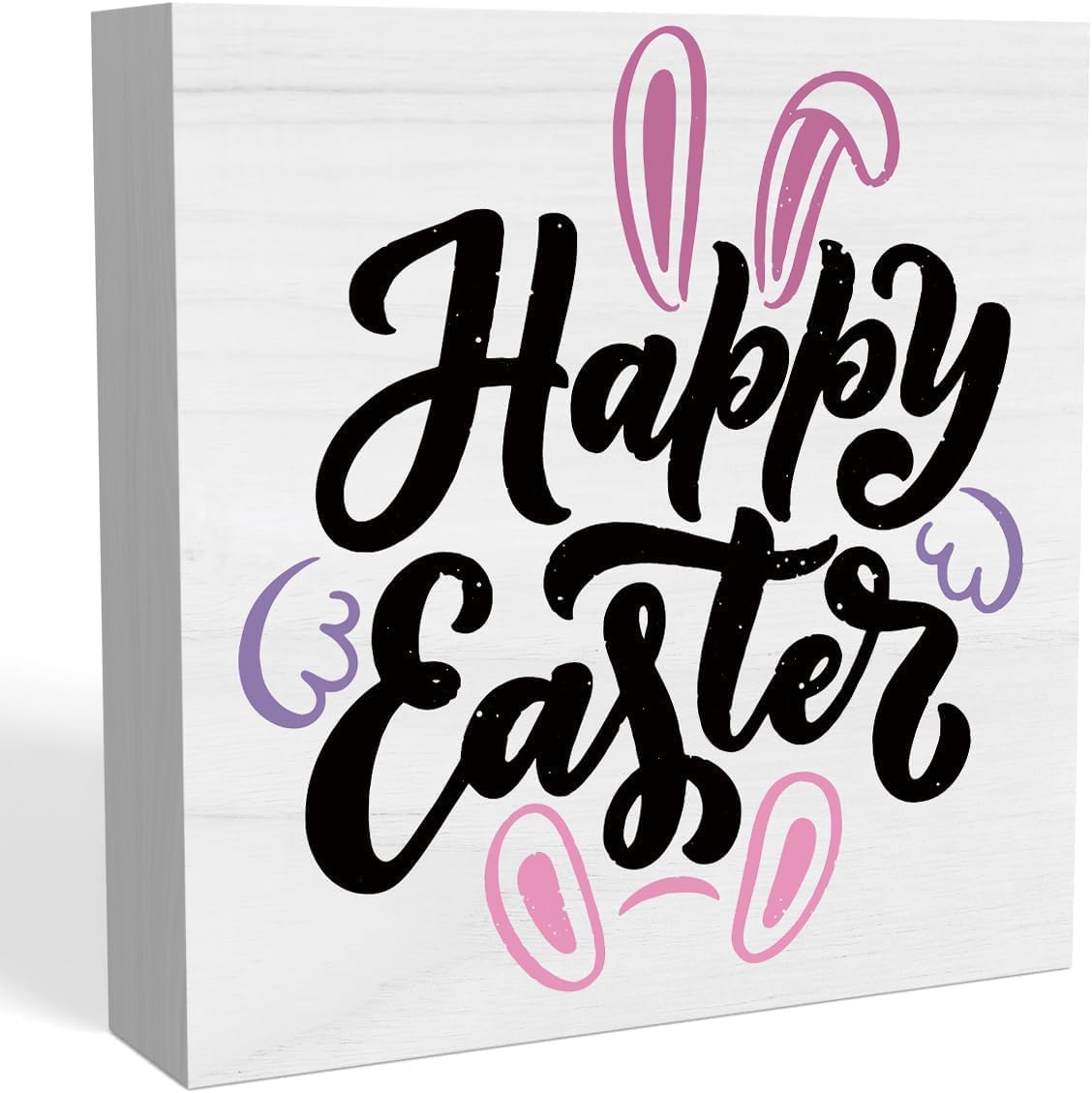 Wooden Box 5x5 Inch Rustic Happy Easter Bunny Office Desk Decor - Cute ...
