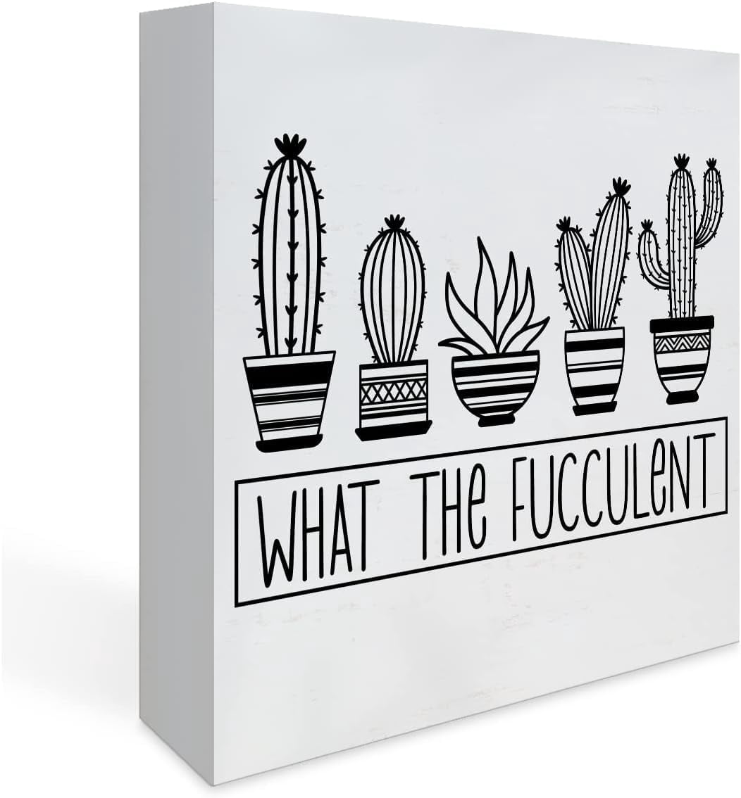 Wooden Box 5x5 Inch Rustic What The Fucculent Wood Box Sign, Farmhouse ...