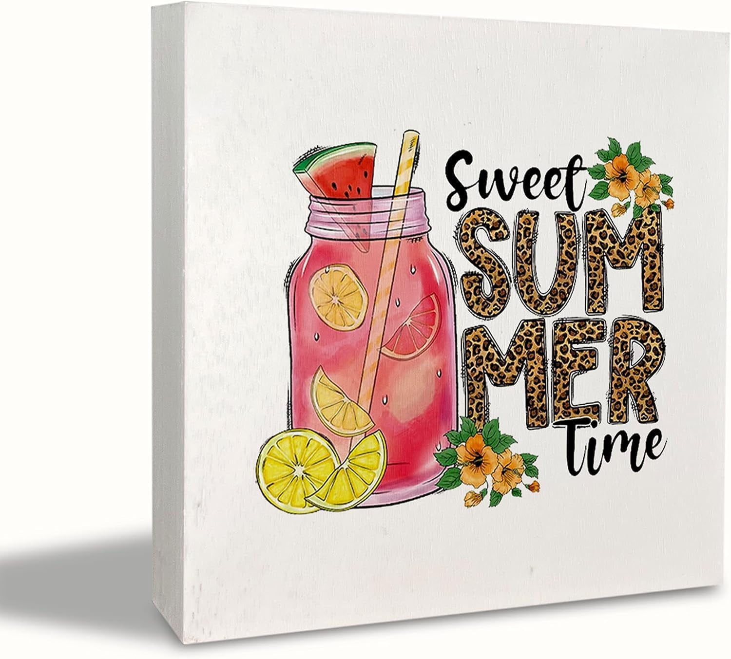 Wooden Box 5x5 Inch Summer Desk Decor,Sweet Summer Time A Jar Of ...