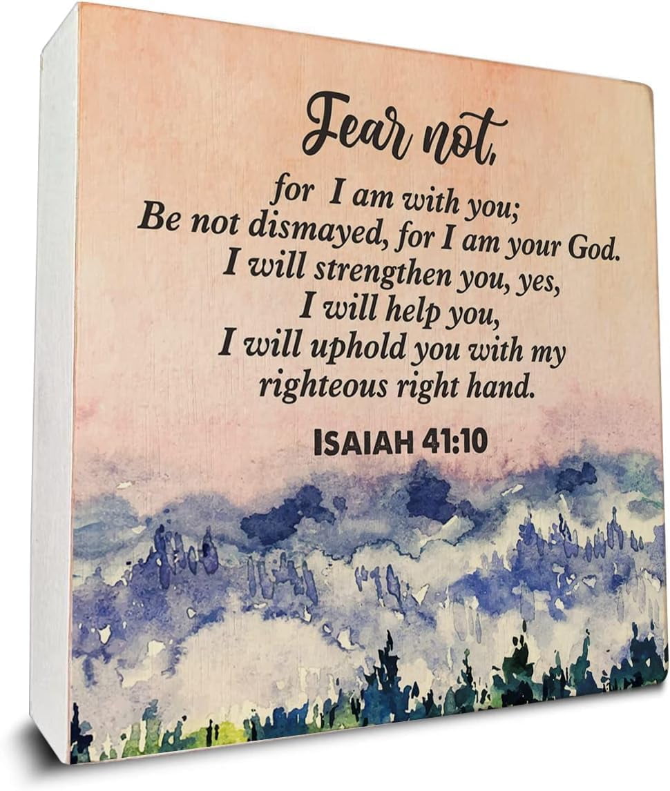 Wooden Box 5x5 Inch Watercolor Bible Verse Fear Not For I Am With You ...