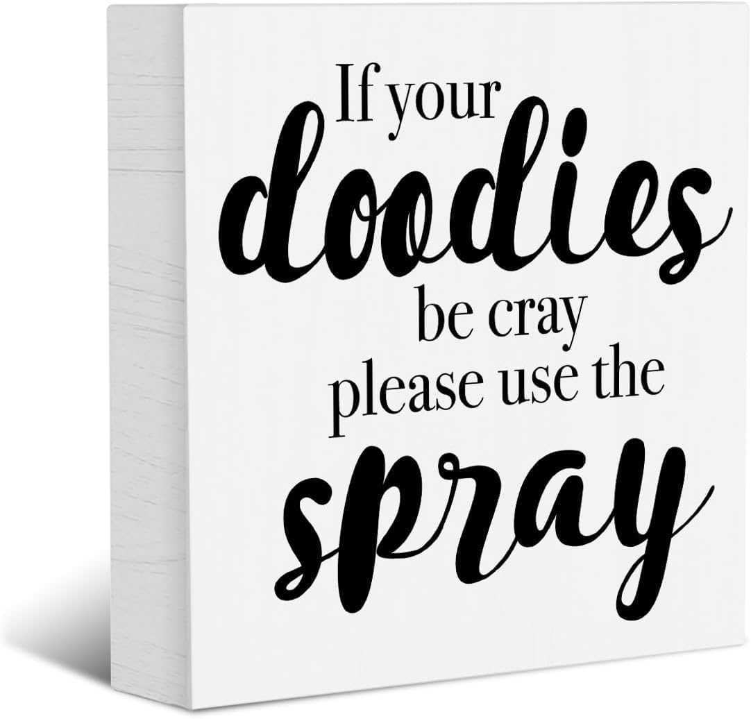 Wooden Box 7x7 Inch Bathroom Decor Signs Plaques Wooden Box Sign Desk ...