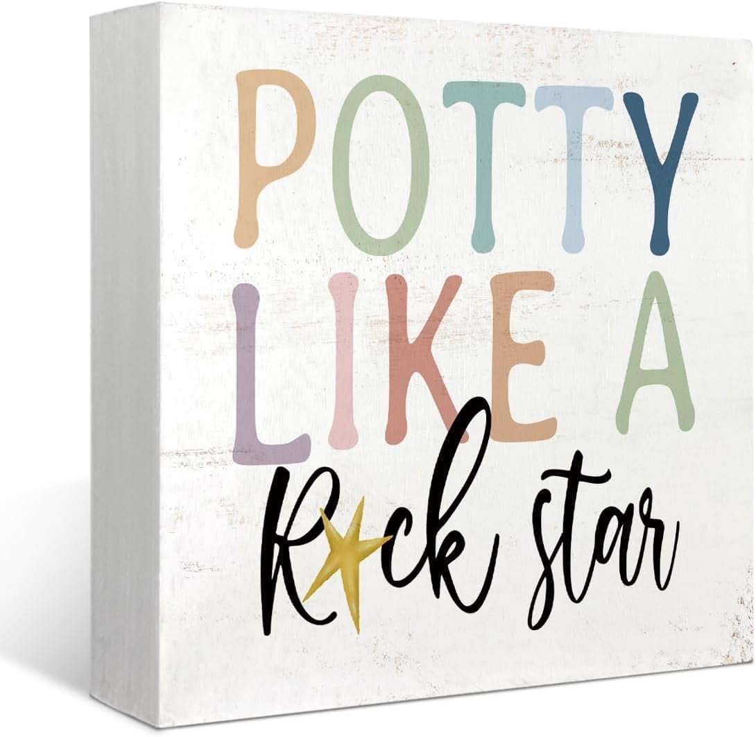 Wooden Box 7x7 Inch Bathroom Decor Wood Box Sign,Funny Bathroom Signs ...