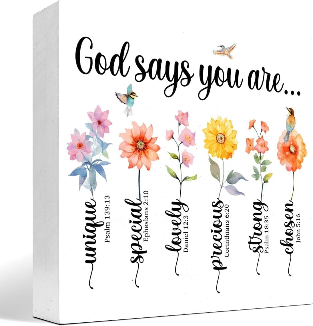 Wooden Box 7x7 Inch Bible Verse Wood Sign Desk Decor,God Says You Are ...