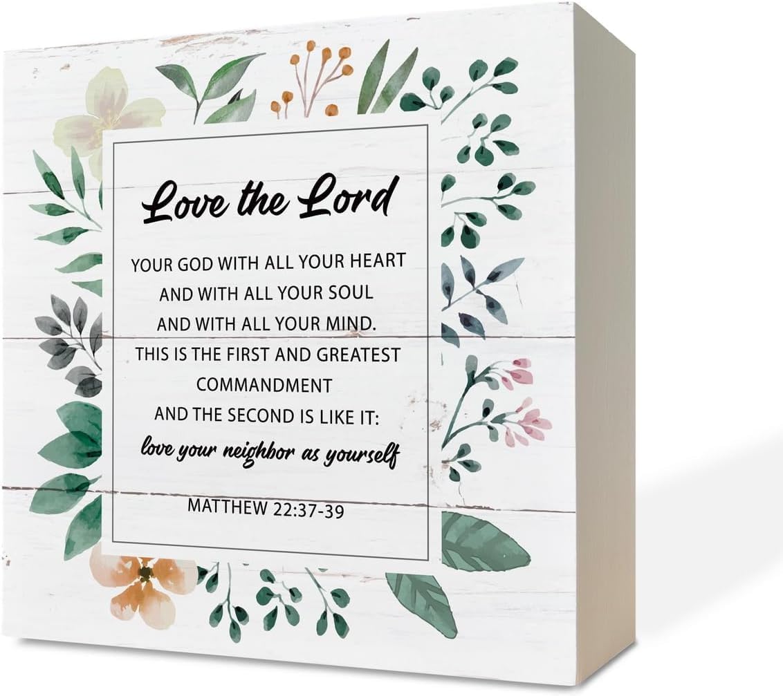 Wooden Box 7x7 Inch Christian Sign Scripture Decor Wooden Box Sign Desk ...