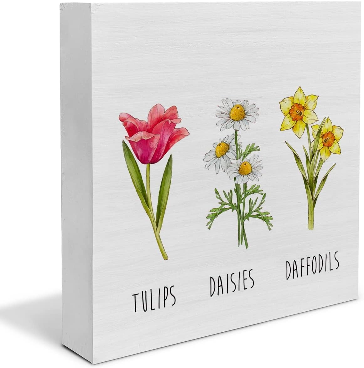 Wooden Box 7x7 Inch Country Farmhouse Spring Wood Box Sign Decor Desk ...