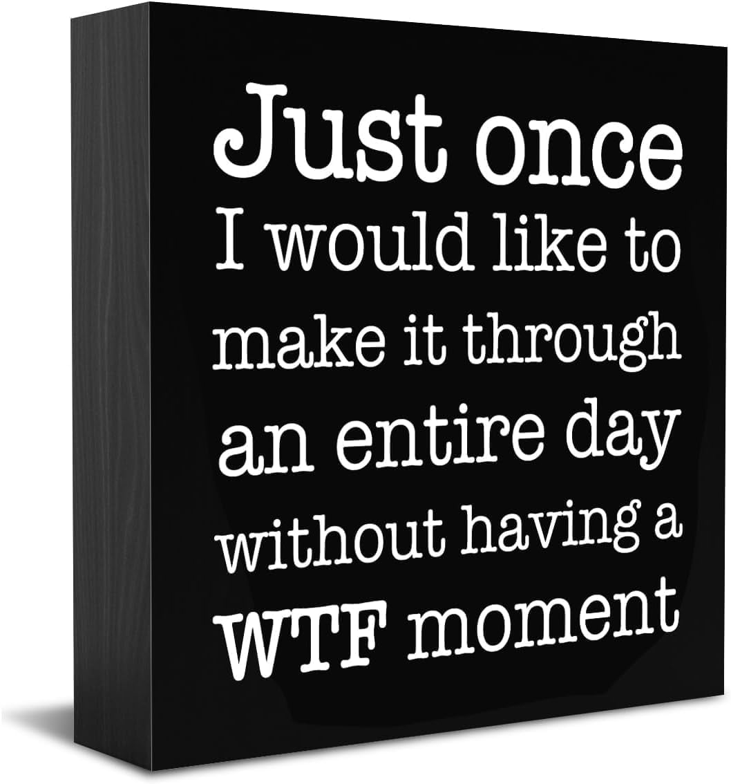 Wooden Box 7x7 Inch Desk Decor Rustic Wooden Box Sign For Home Office ...