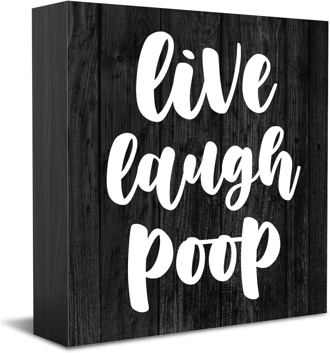 Wooden Box 7x7 Inch Funny Bathroom Decor Desk Decor Humor Rustic Black
