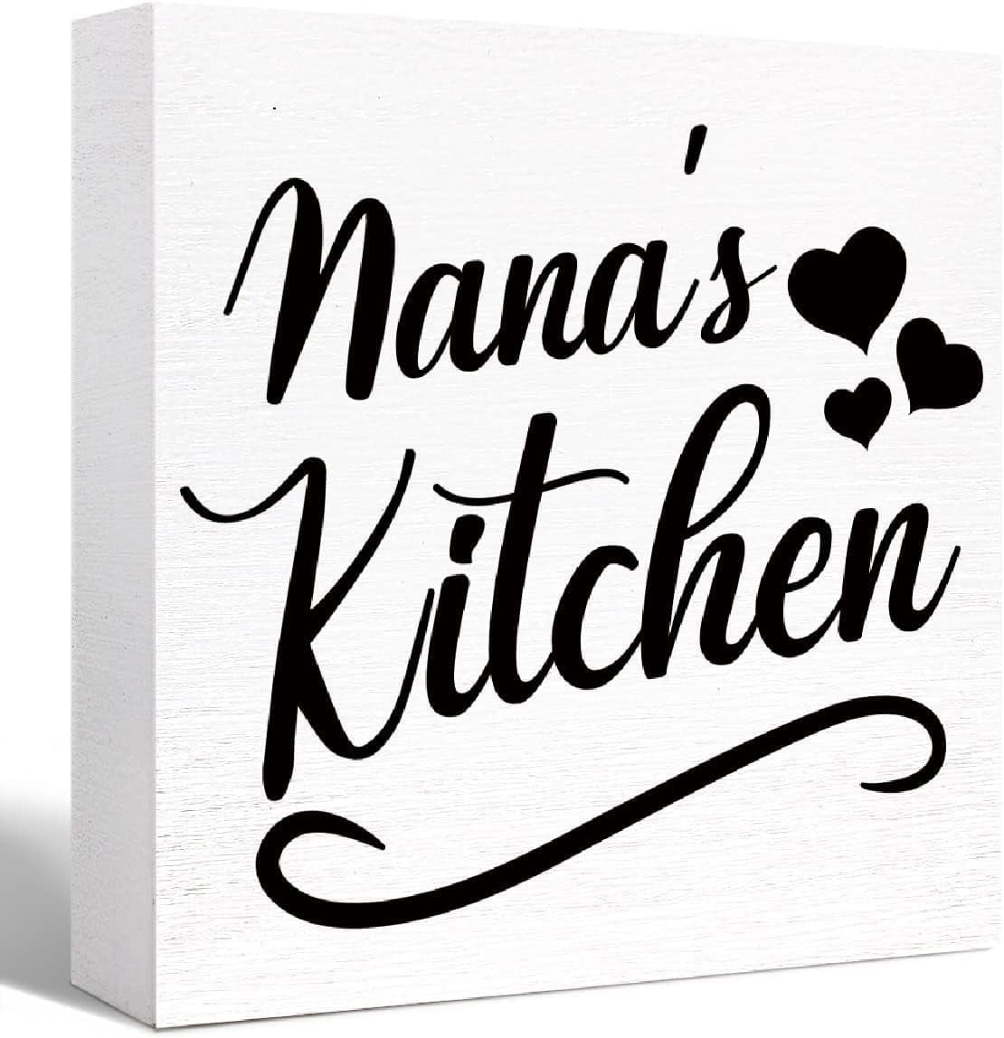 Wooden Box 7x7 Inch Nana's Kithcen Sign, Nana's Kitchen Wood Block ...