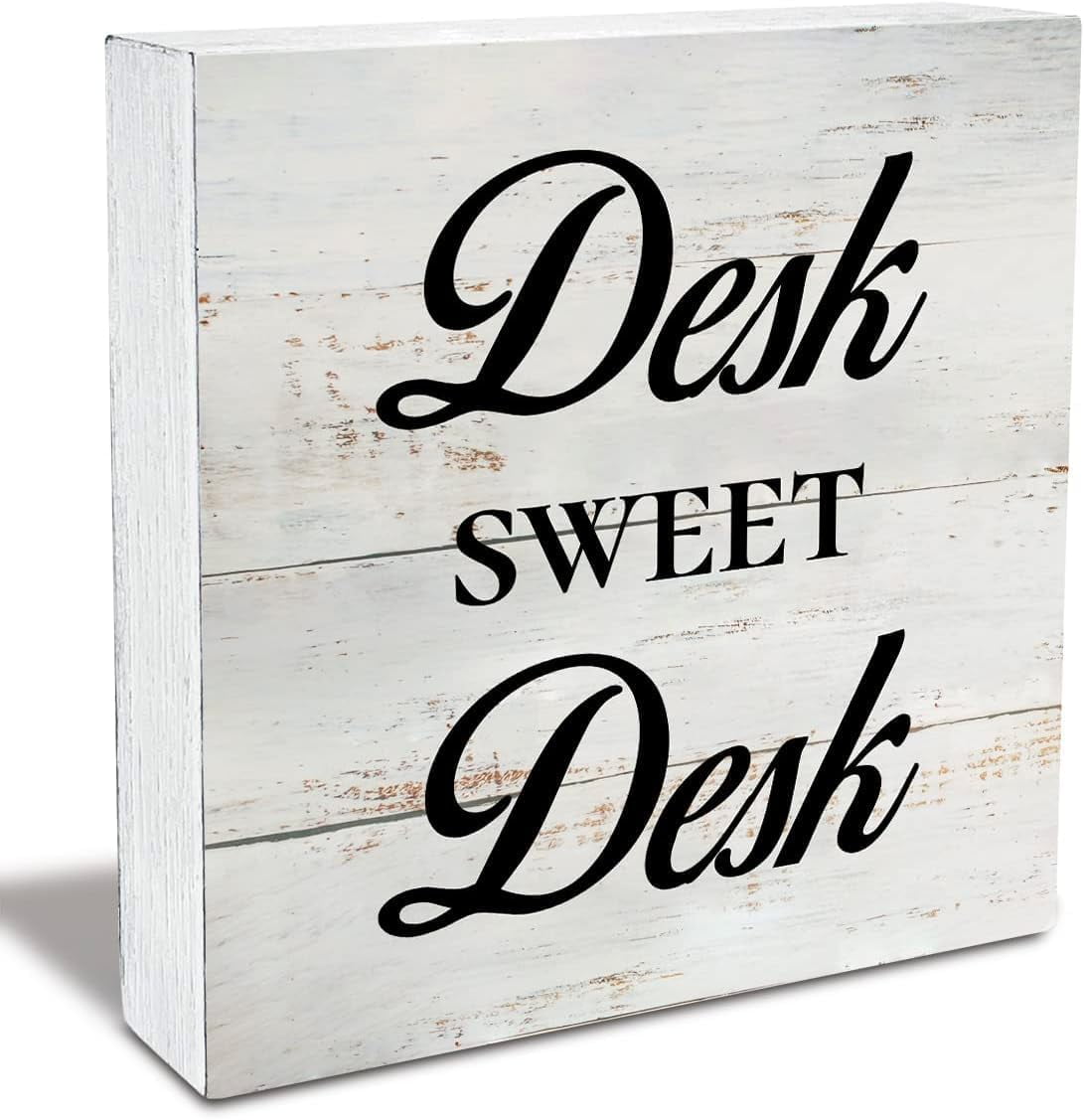 Wooden Box 7x7 Inch Rustic Desk Sweet Desk Wood Box Sign Funny Office ...