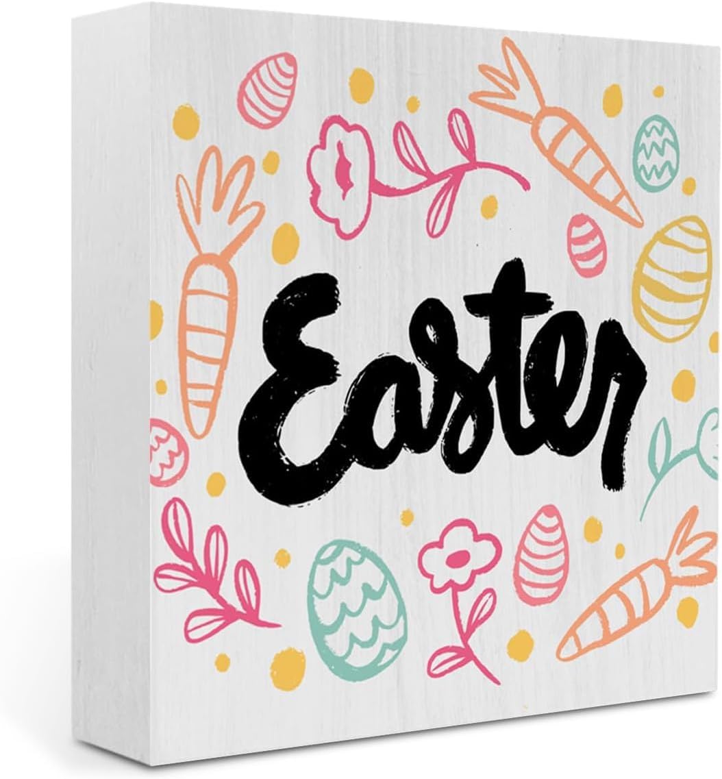 Wooden Box 7x7 Inch Rustic Easter Decorations Farmhouse Country Home ...