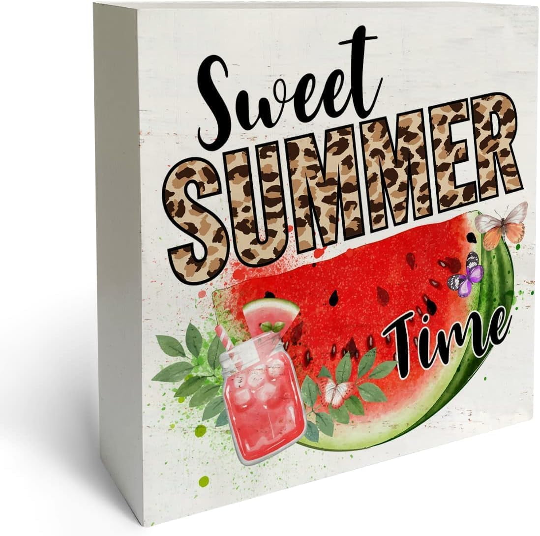 Wooden Box 7x7 Inch Rustic Farmhouse Style Sweet Summer Time Box Sign ...