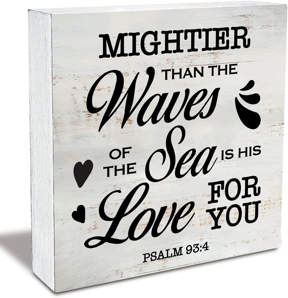 Wooden Box 7x7 Inch Rustic Religious Wood Box Sign Mightier Than The ...
