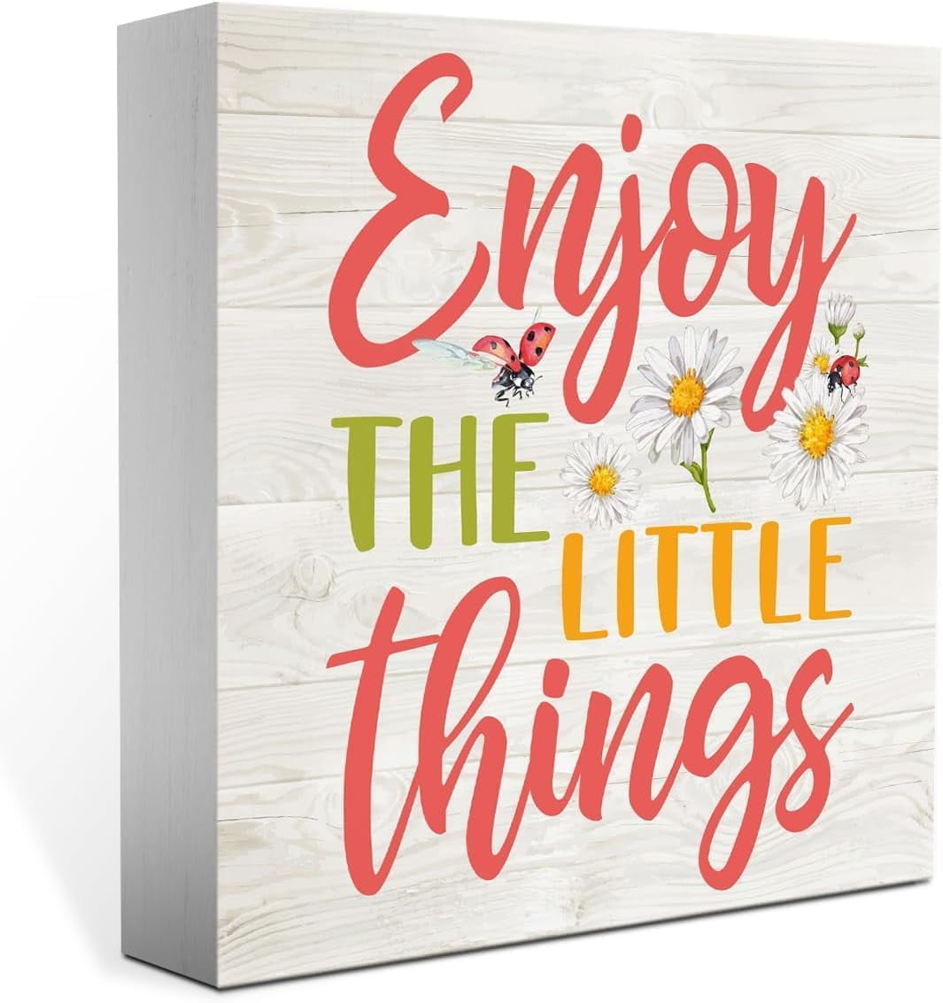 Wooden Box 7x7 Inch Rustic Spring Farmhouse Tiered Tray Decoration Home ...