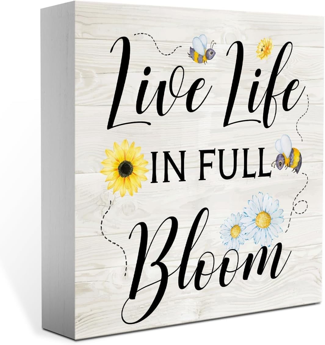 Wooden Box 7x7 Inch Rustic Spring Farmhouse Tiered Tray Decoration Home ...