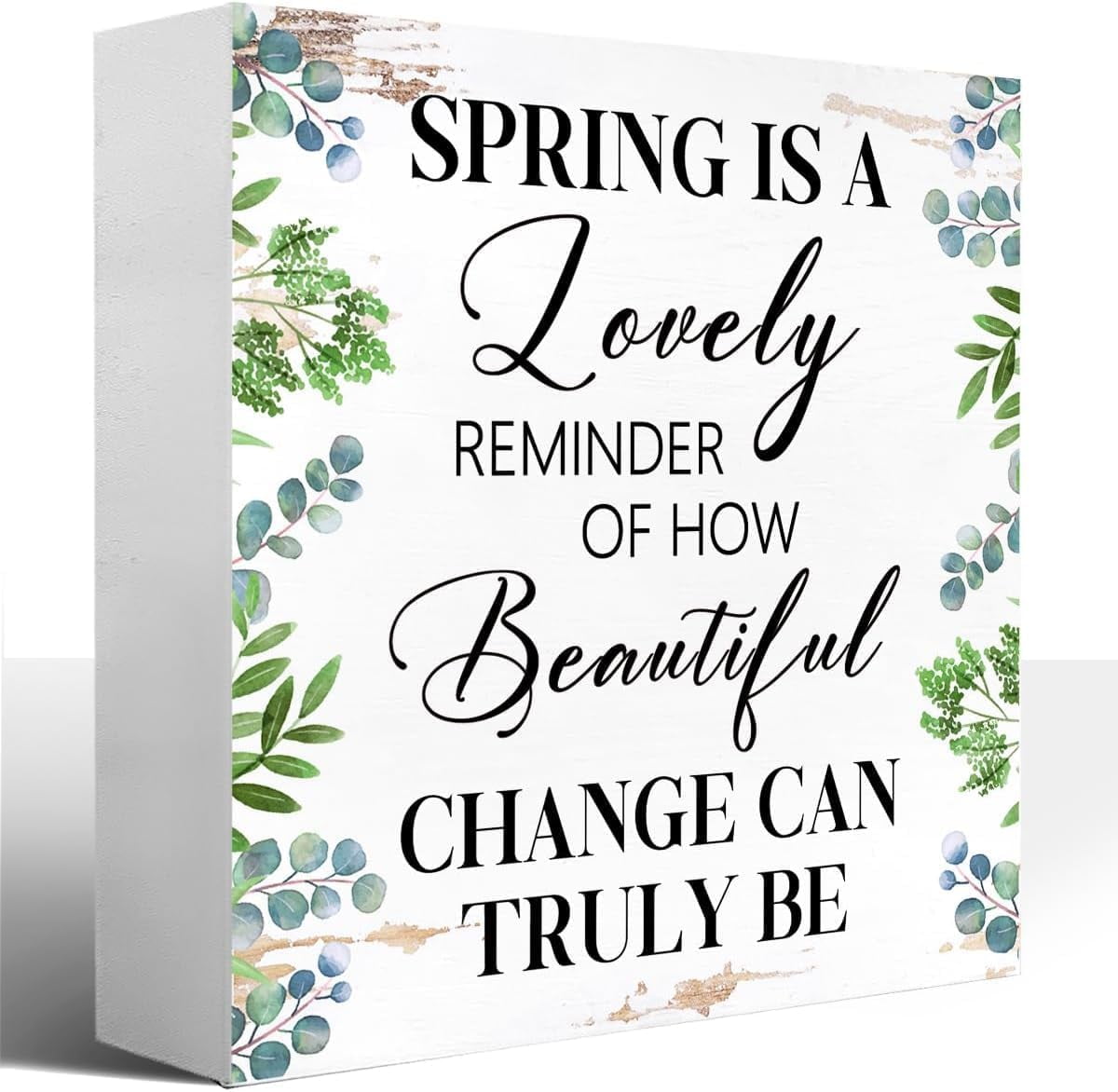 Wooden Box 7x7 Inch Spring Wooden Block Sign,Spring Is A Lovely ...