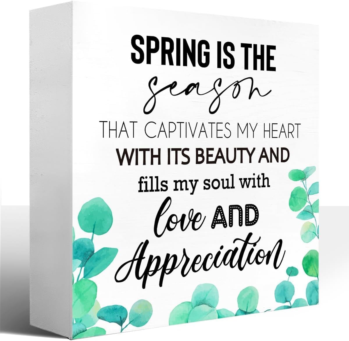 Wooden Box 7x7 Inch Spring Wooden Block Sign,Spring Is The Season That ...