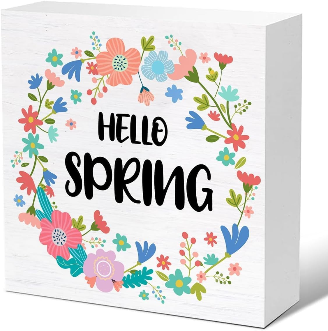 Wooden Box 7x7 Inch Spring Decor Hello Spring Wood Sign Farmhouse Home ...