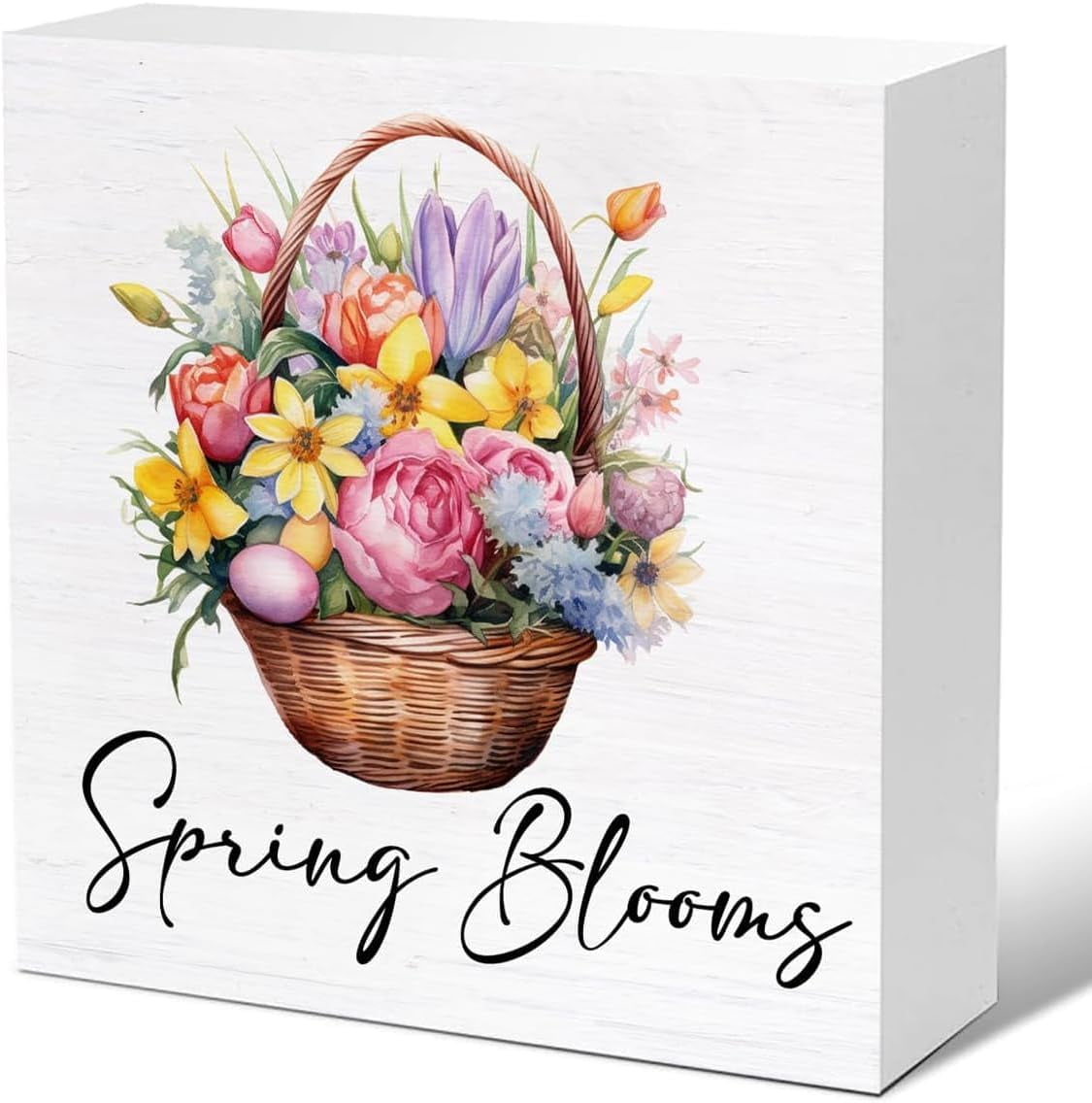 Wooden Box 7x7 Inch Spring Decor Spring Blooms Wood Sign Home Desk ...
