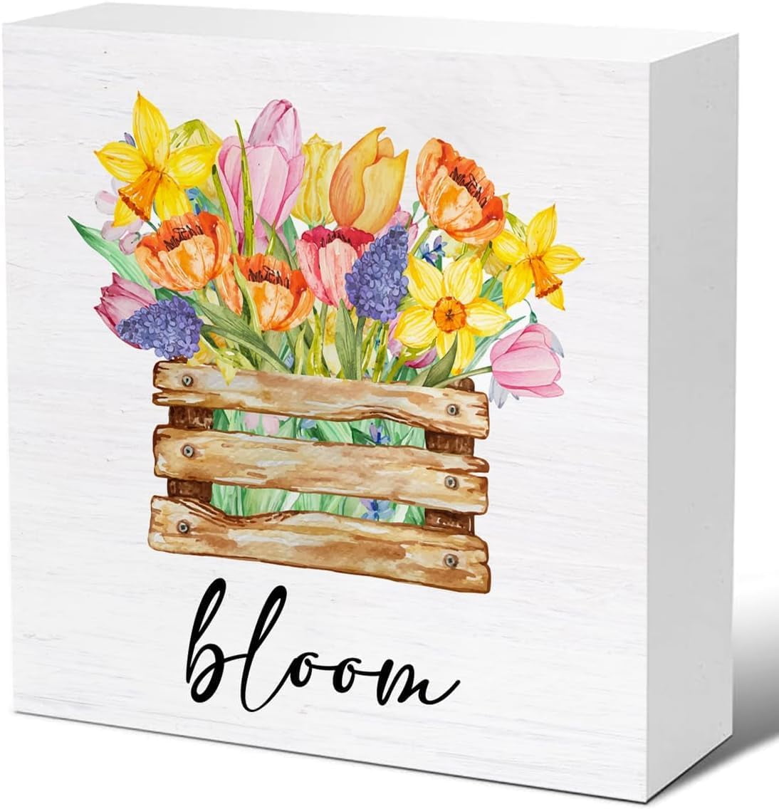 Wooden Box 7x7 Inch Spring Decor - Spring Decorations - Spring Floral ...