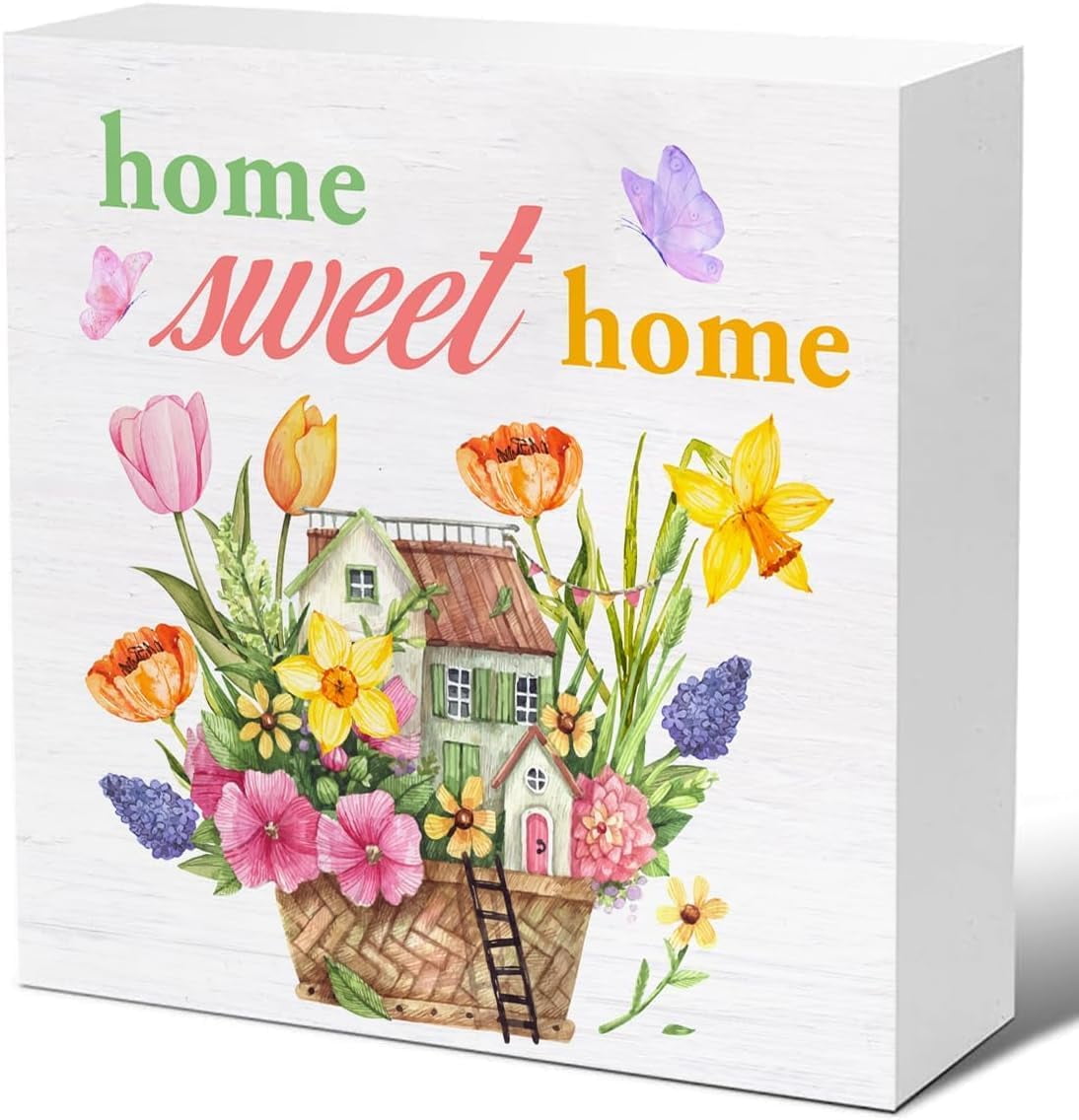 Wooden Box 7x7 Inch Spring Home Decor - Spring Decorations - Home Sweet ...