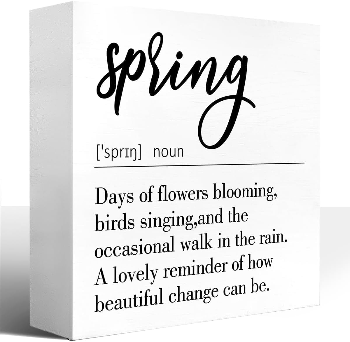 Wooden Box 7x7 Inch Spring Wood Block Plaque Box Sign,Spring Definition ...