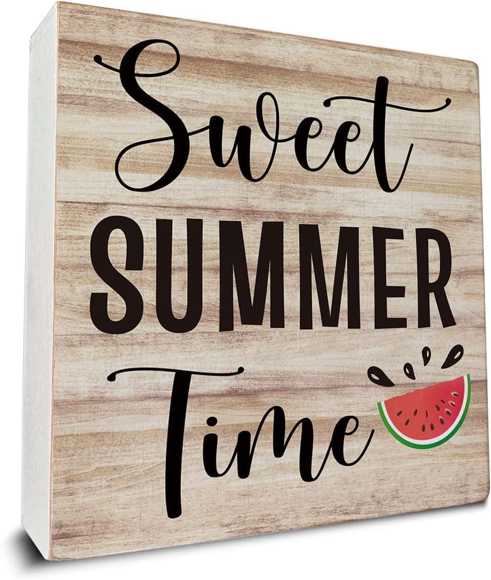 Wooden Box 7x7 Inch Sweet Summer Time Wooden Box Sign Desk Decor ...