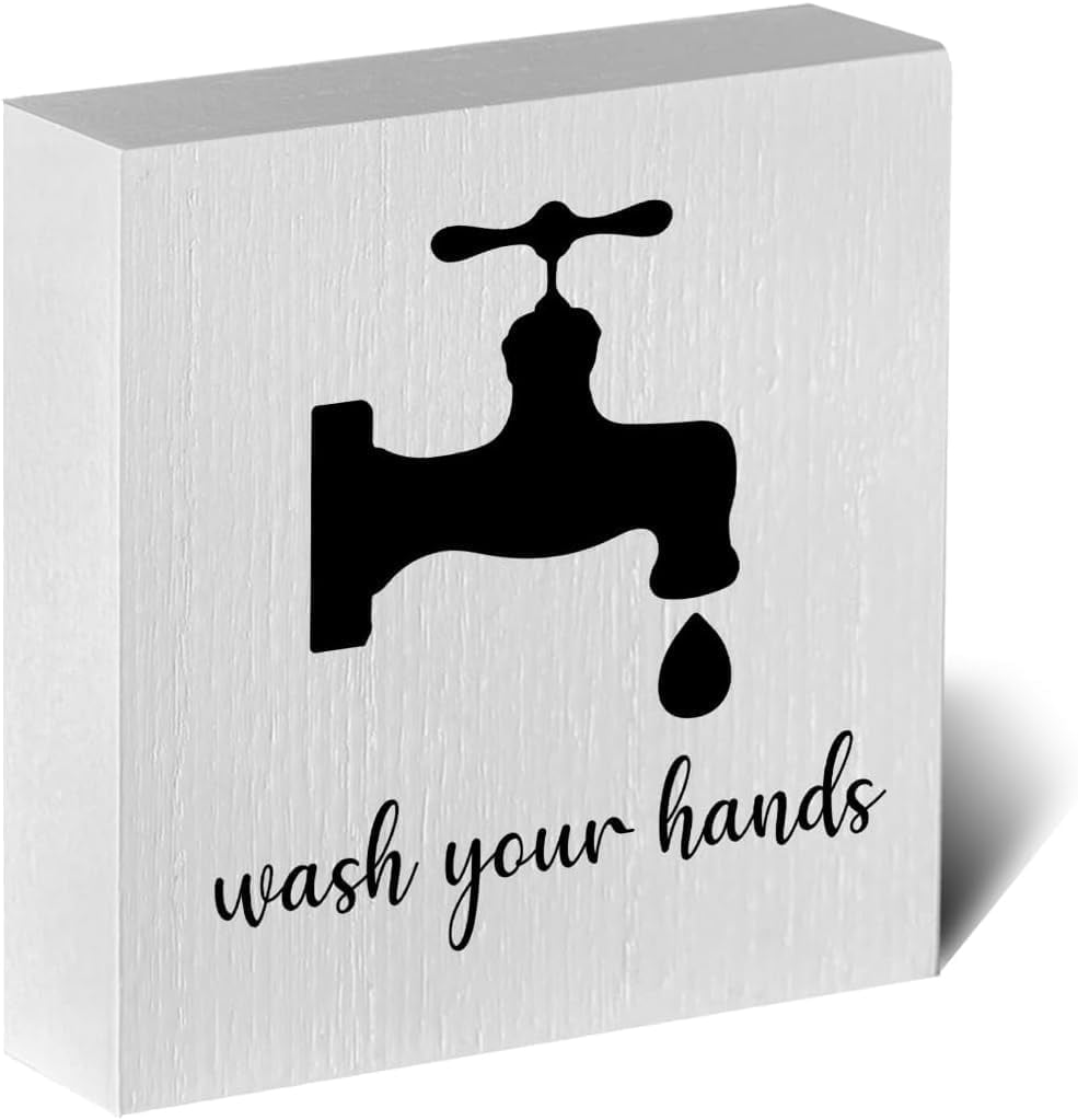 Wooden Box 7x7 Inch Wash Your Hands Artwork Wood Box Sign Rustic ...