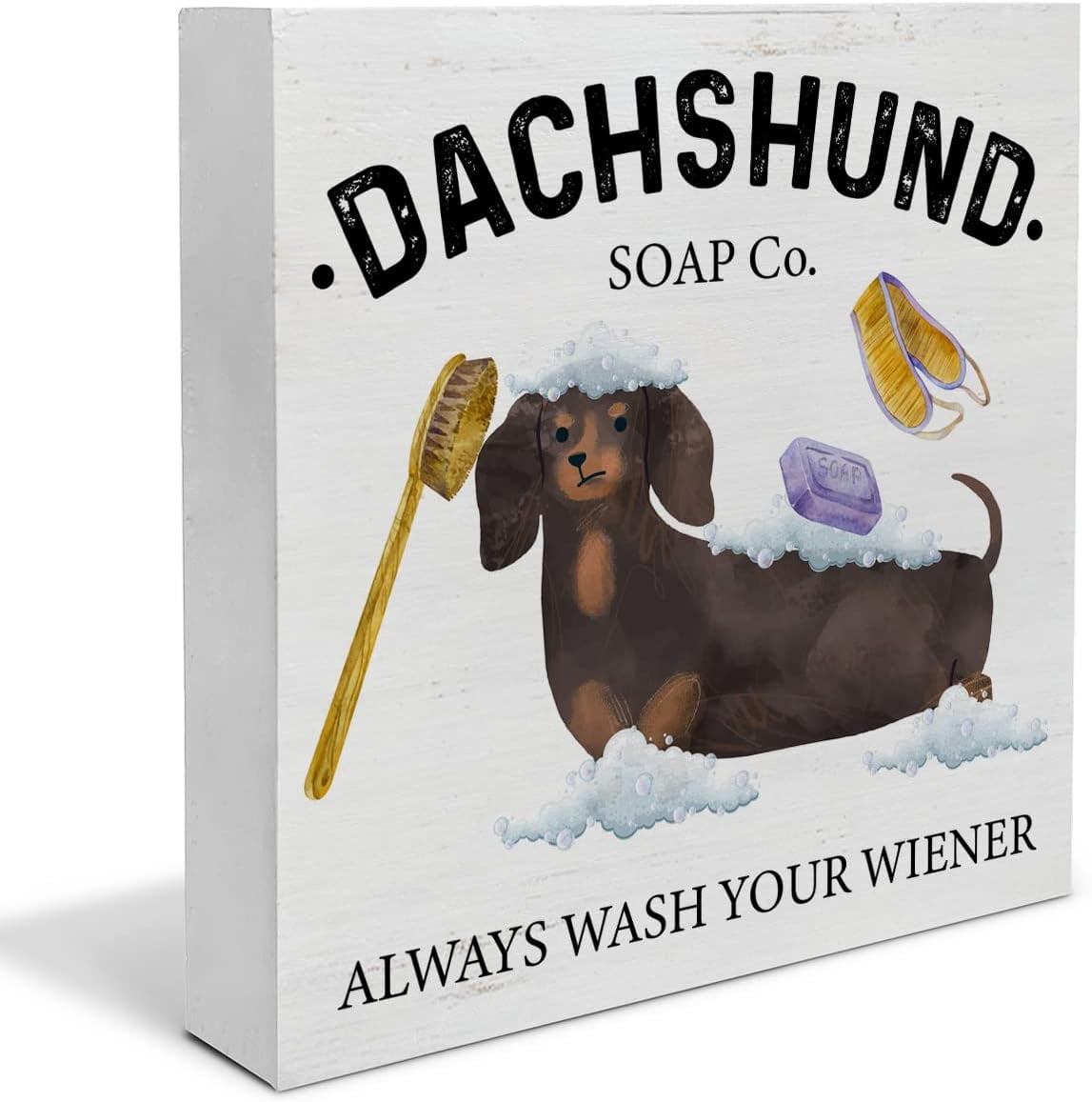 Wooden Box Sign - Dachshund Always Wash Your Wiener - 5 X 5 Inches ...