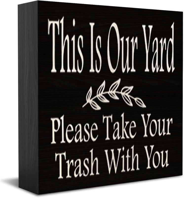 Wooden Box Sign Decorative No Littering Sign Please Take Trash With You ...