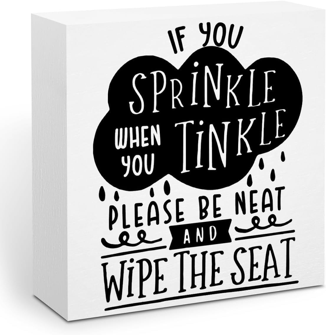 Wooden Box Sign Desk Decor For Table Shelf Restroom Toilet Home Living ...