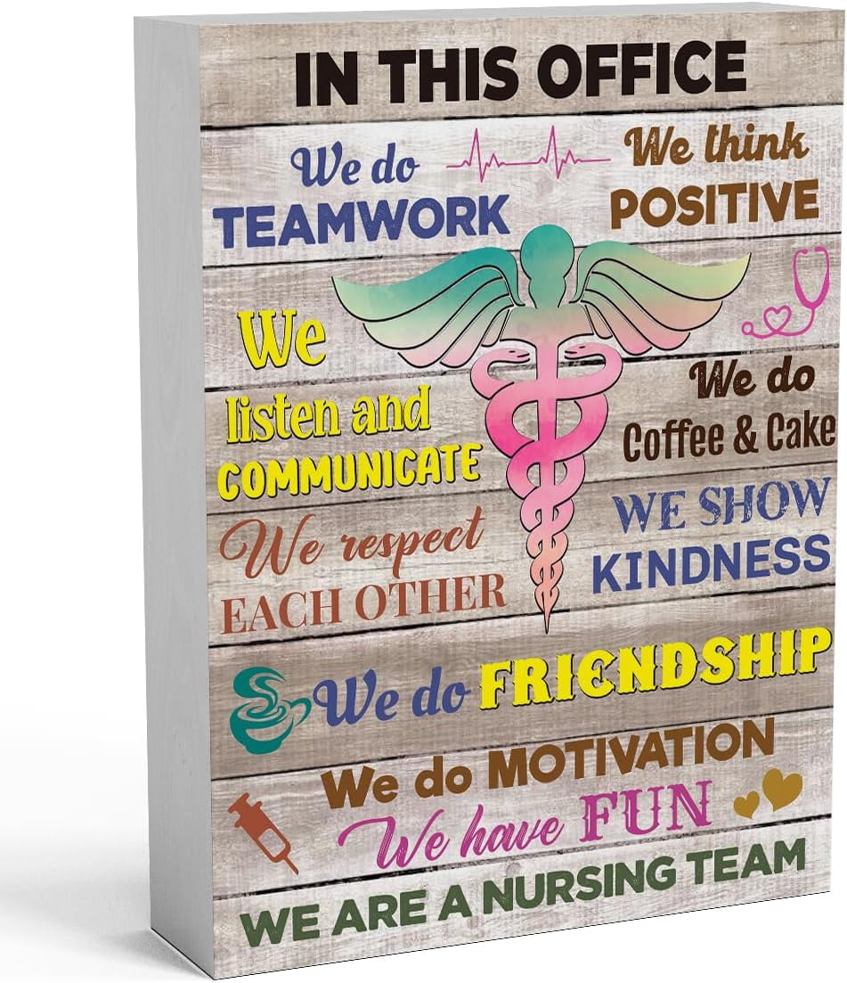 Wooden Box Sign Positive Nurse Office Decor 5x5 Inch Rustic Plaque for ...