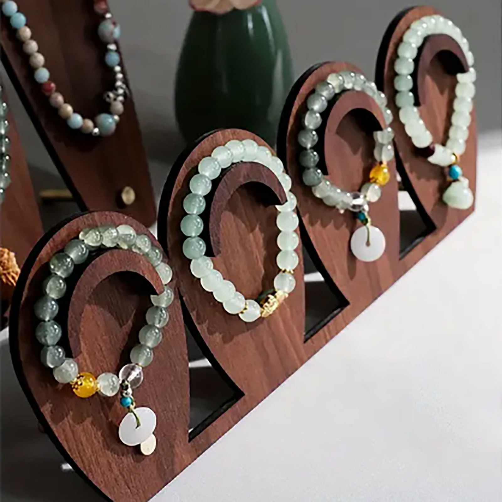 Wooden Bracelet Display Stand for Jewelry Storage - Compact 4 Bracelet ...