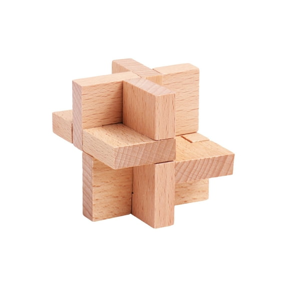 Wooden Brain Teaser Puzzle - Interlocking Kong Ming Lock Luban Lock Set ...