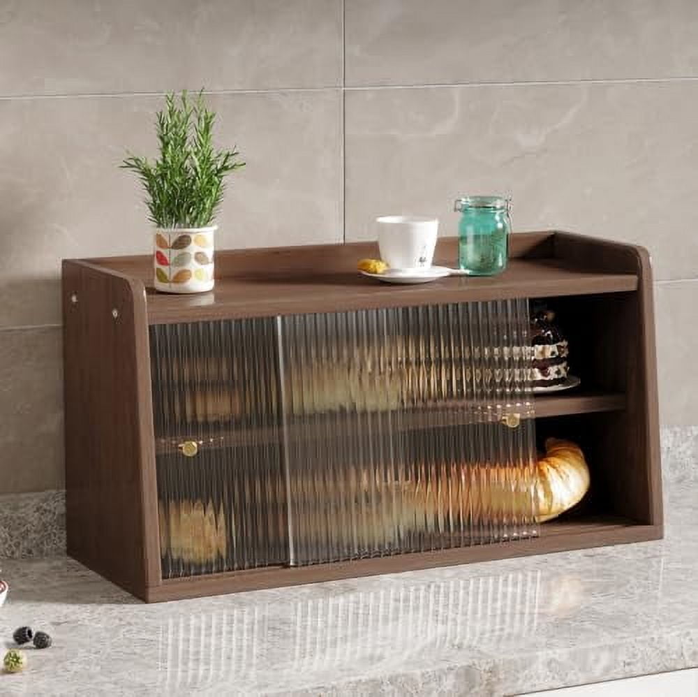 Wooden Bread Box for Kitchen Counter-Kitchen Pantry Sideboard with 2 ...