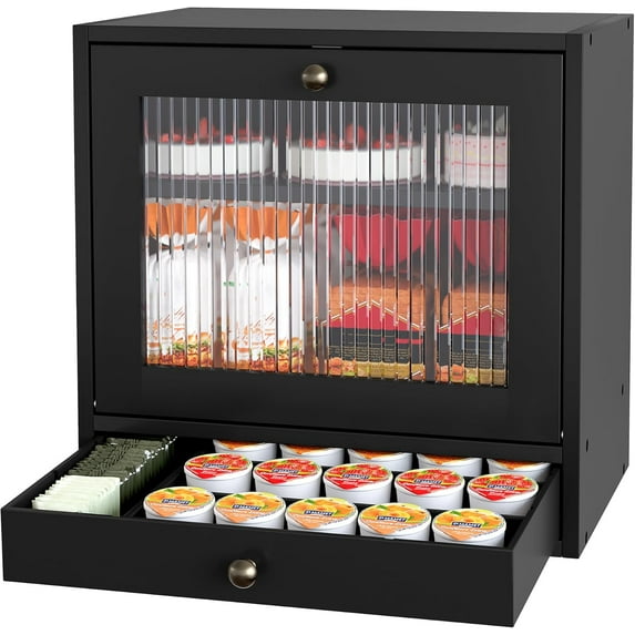 Wooden Bread Box for Kitchen Countertop - Solid Wood Adjustable Shelves ...