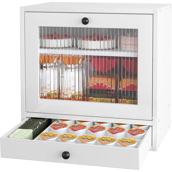 Wooden Bread Box for Kitchen Countertop - Solid Wood Adjustable Shelves ...