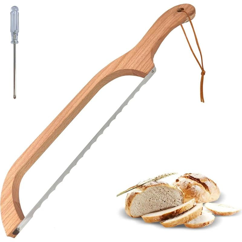 Wooden Bread Slicer, Bread Knife with Screwdriver, Stainless Steel ...
