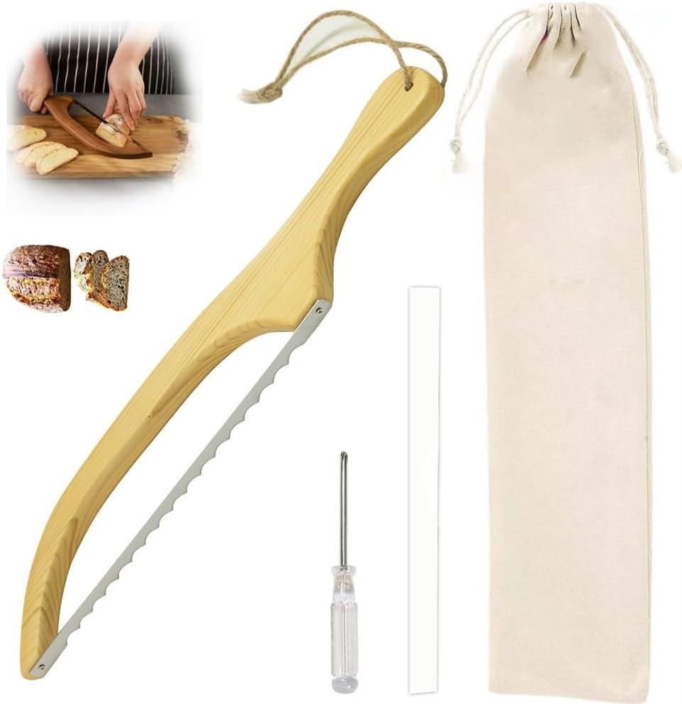 Wooden Bread Slicer for Homemade Bread, Sour Bread Saw for Sourdough ...