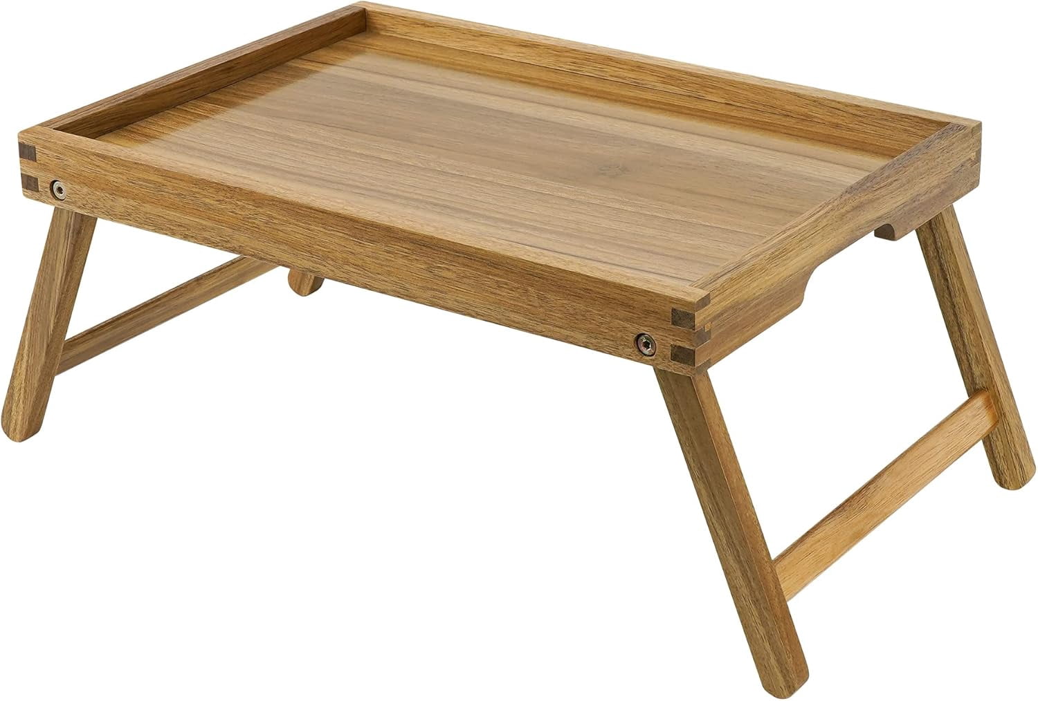 Wooden Breakfast Tray with Folding Legs, Acacia Bed Table Tray for ...