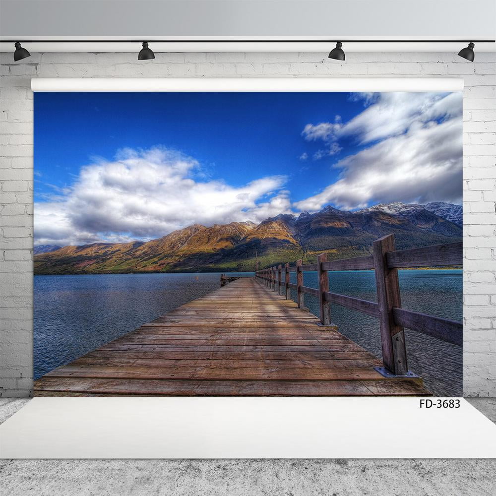 Wooden Bridge Photography Backdrops Mountain River Vinyl Cloth ...