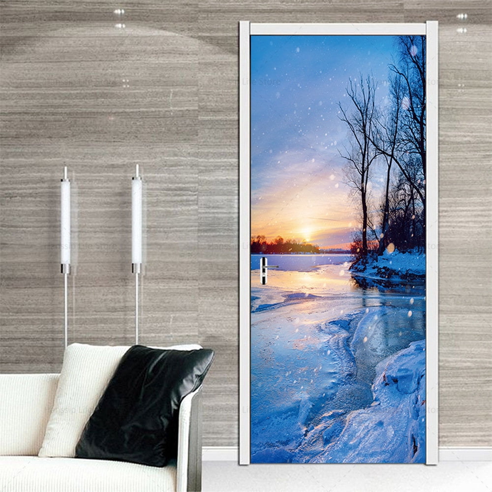 Wooden Bridge Sea View Door Sticker Room Home Decoration Renovation ...