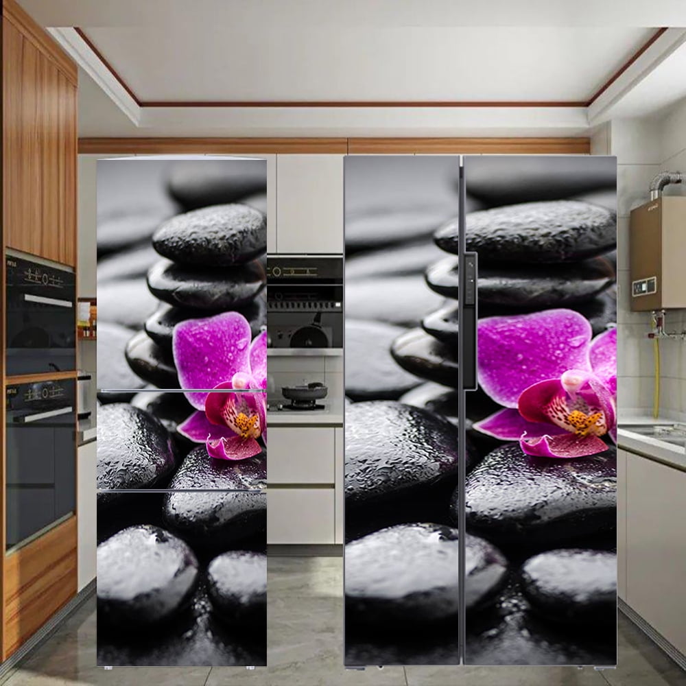 Wooden Bridge Stair Refrigerator Covering Sticker Door Wrap For Fridge ...