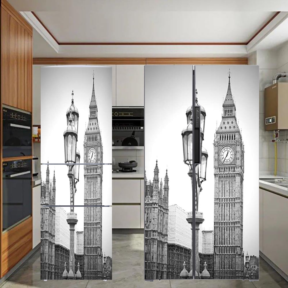 Wooden Bridge Stair Refrigerator Covering Sticker Door Wrap For Fridge ...