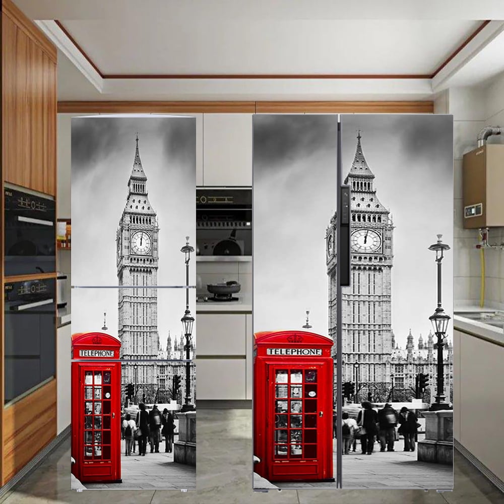 Wooden Bridge Stair Refrigerator Covering Sticker Door Wrap For Fridge ...