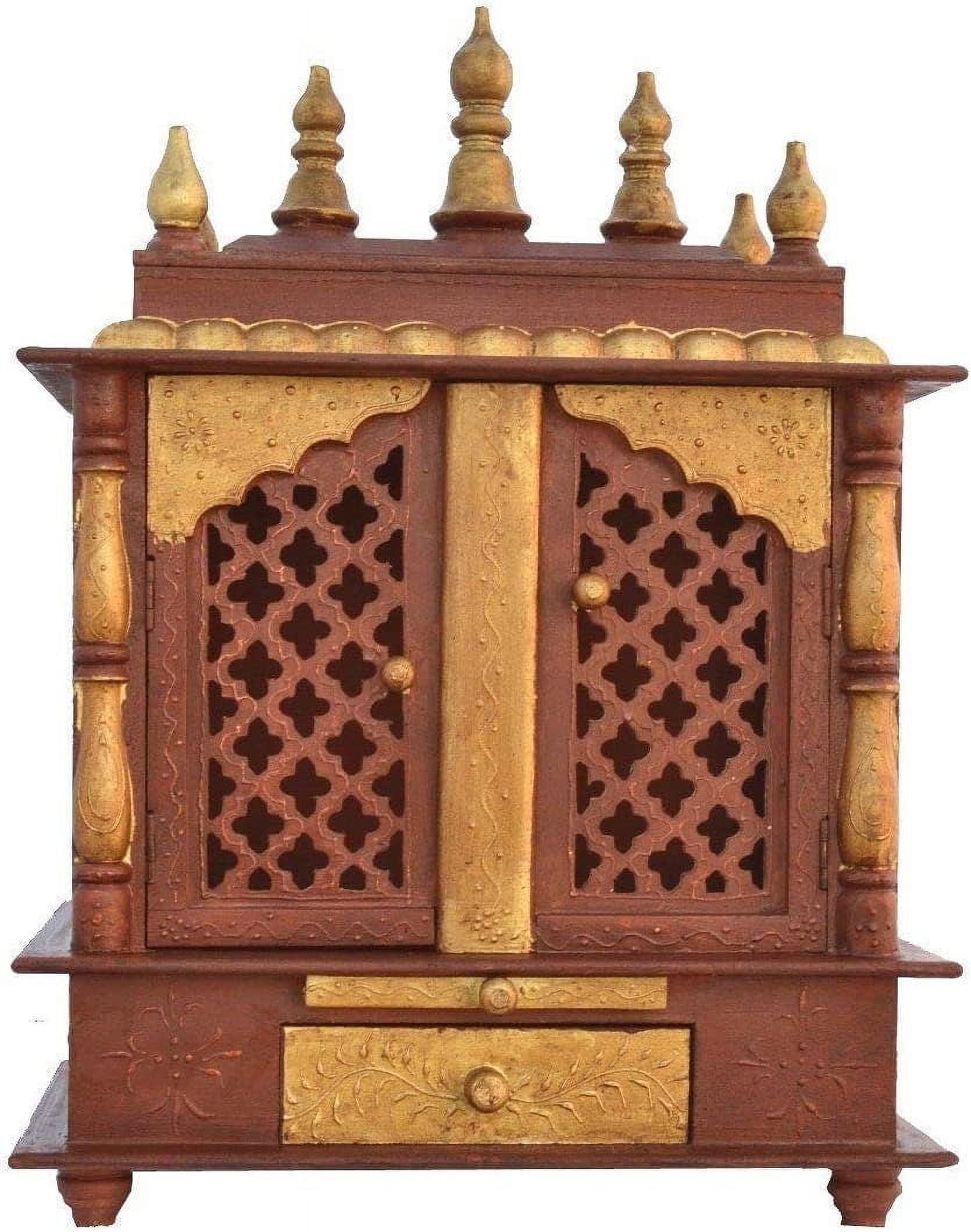 Wooden Brown Pooja MANDIR TEMPLE With Doors for Home And Office/ Prayer ...