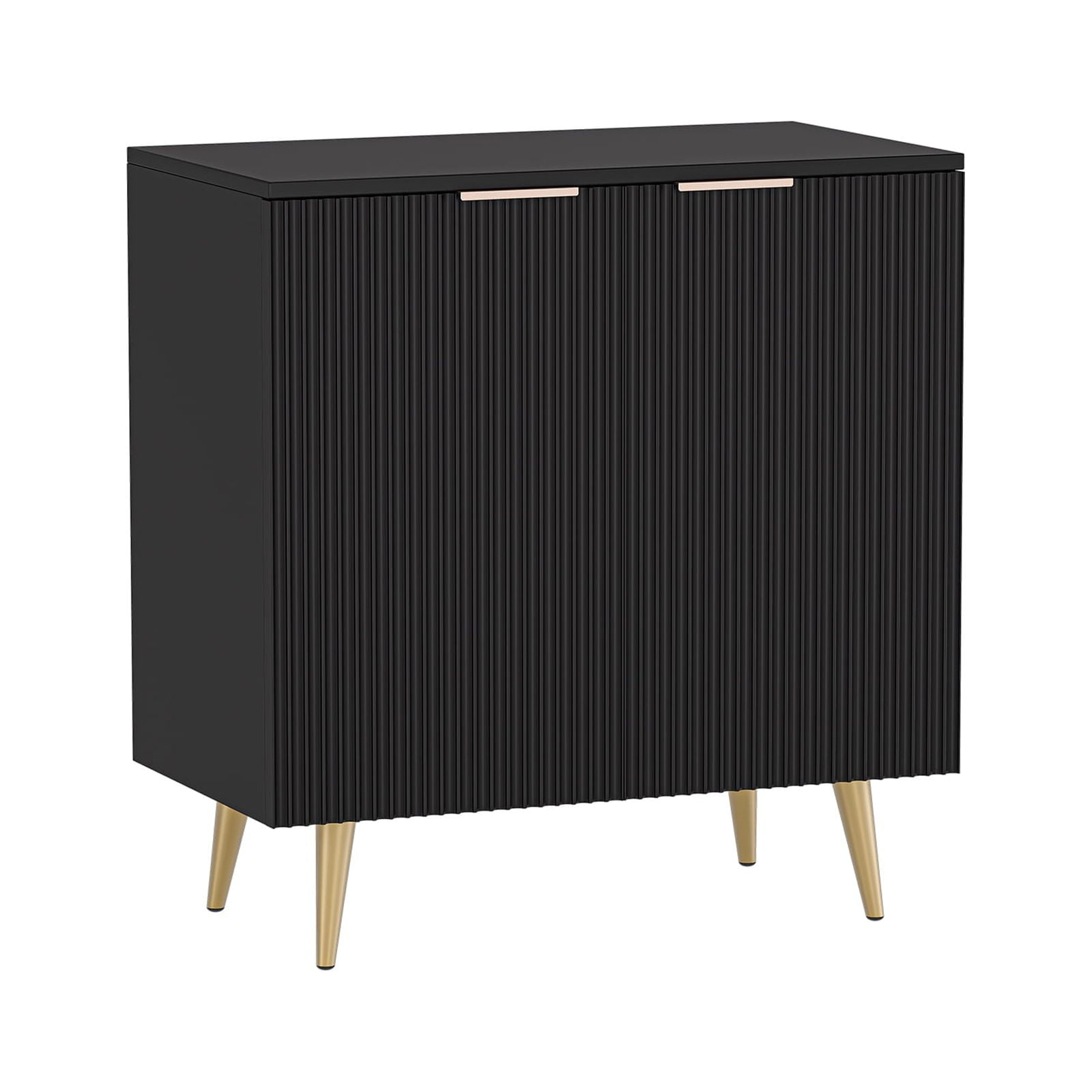 Wooden Buffet Cabinet,Fluted Bookcase Storage Cabinet with Painted ...