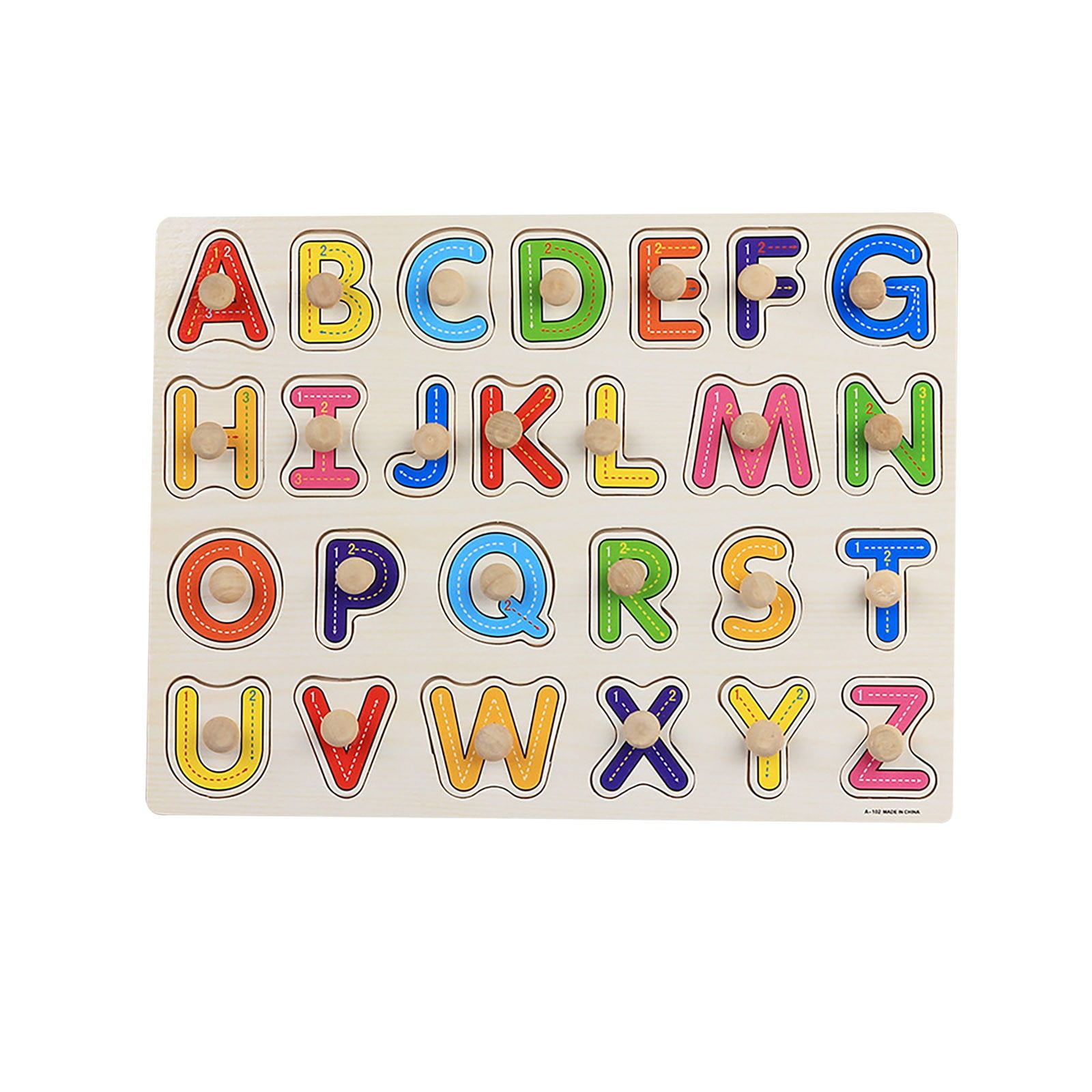 Wooden Building Block Puzzle Set, Colorful Alphabet Transportation ...
